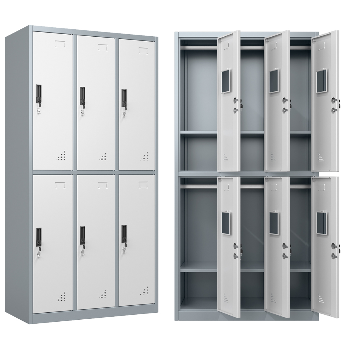 Locker Guarda Bultos 6 Puertas Ropa Metálico Con Llave Y Porta Candado ...